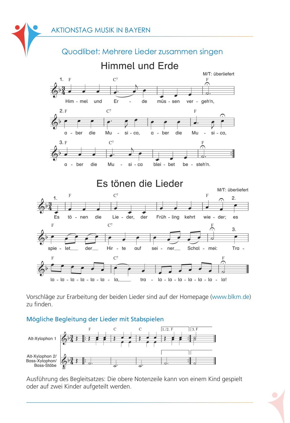 m t überliefert quodlibet himmel und erde es tönen die lieder lied und ...